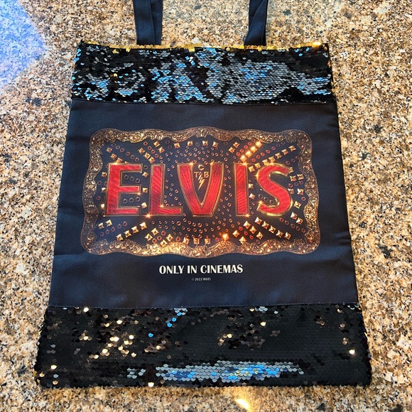 Other | Elvis Tote Bag Black And Gold Sequins | Poshmark
